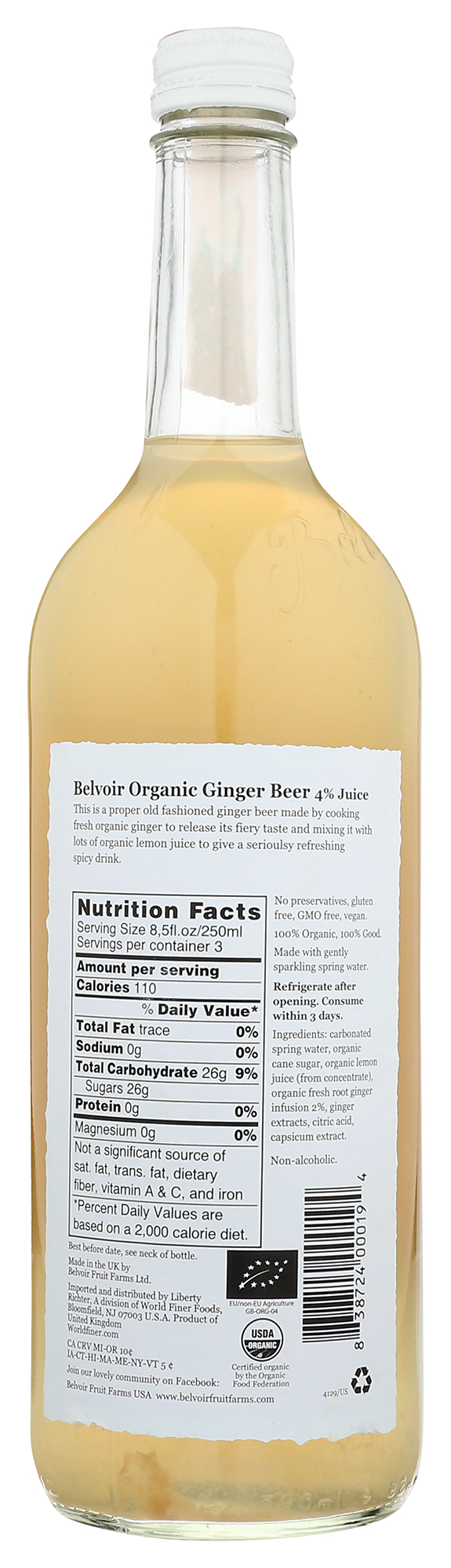 Organic Ginger Beer 25.4 OZ - World Finer Foods